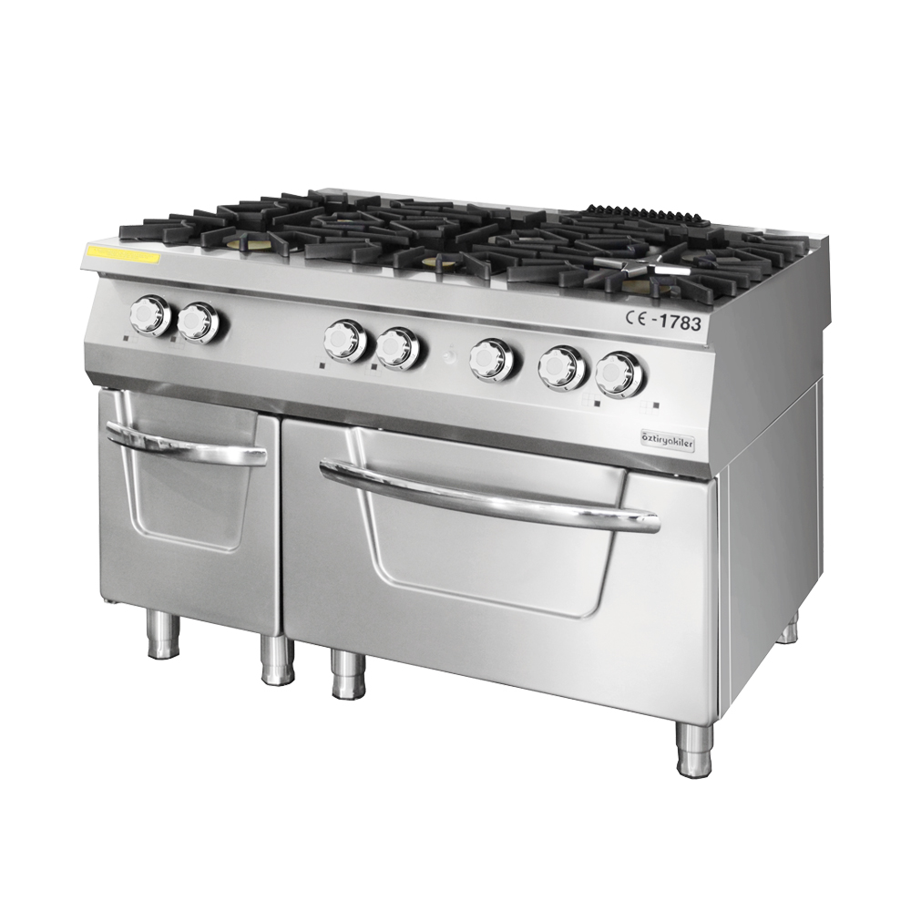 Cocina con horno GN 2/1 con 6 quemadores, Mod FI5 6702