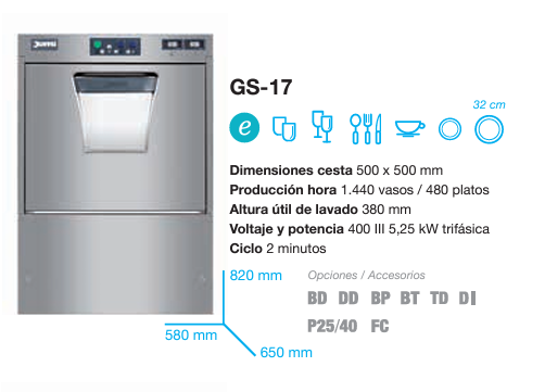 Lavavajillas bajo mostrador GS-17